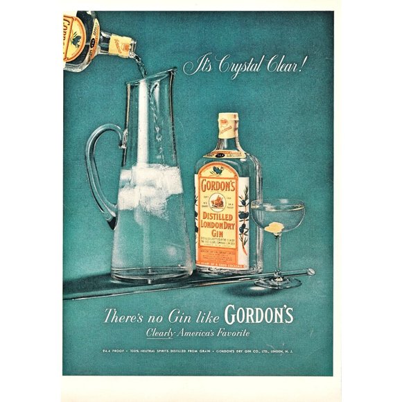 Gordon's Gin | Art | 957 Gordons Gin Vintage Print Ad Pitcher Martini ...